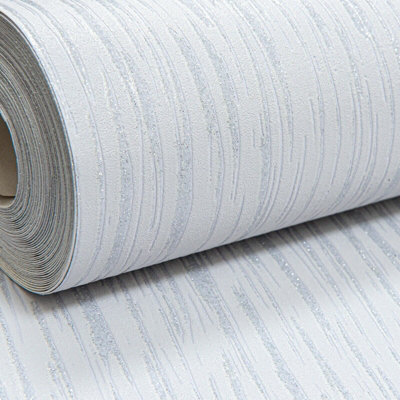 Embossed Plain Light Grey Silver Glitter Blown Vinyl Textured Wallpaper ...