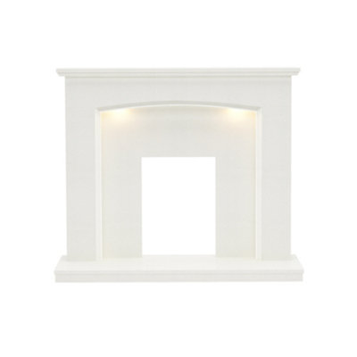 Emelia 52" White Micro Marble Fire Surround (45mm Rebate)