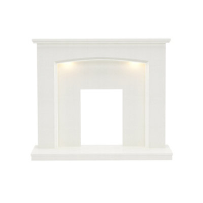 Emelia 52" White Micro Marble Surround with 22" Cutout (45mm Rebate)