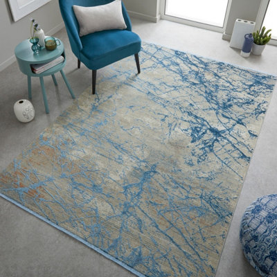 Emerald EMR101 Blue Abstract Rug by Concept Looms-60cm X 90cm | DIY at B&Q