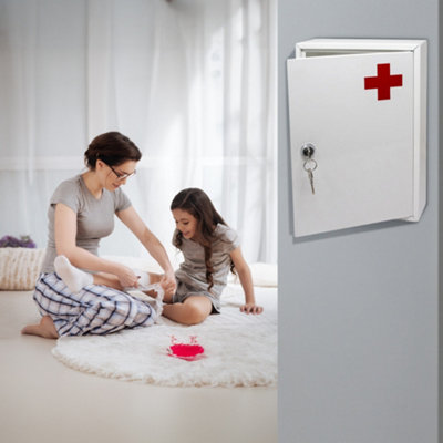 Emergency First Aid Medical Cabinet Box Wall Mounted Lockable Storage ...