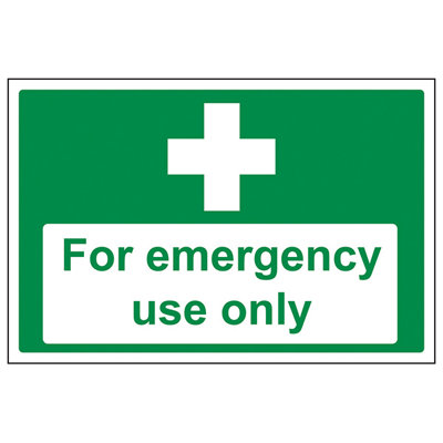 Emergency Use Only First Aid Sign - Adhesive Vinyl - 300x200mm (x3 ...