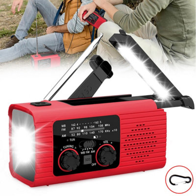 Emergency Wind Up Solar Hand Crank Radio Power Bank FM/AM USB Charger ...