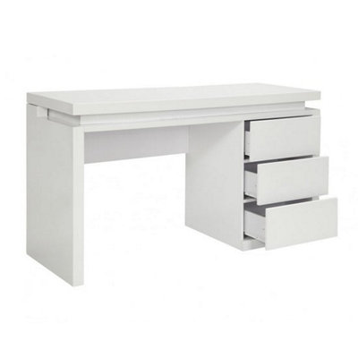 Emerson High Gloss Computer Desk In White With LED Lighting | DIY at B&Q