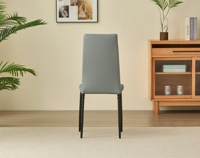 Emily Leather Comfort Dining Chairs - Grey - Set of 4