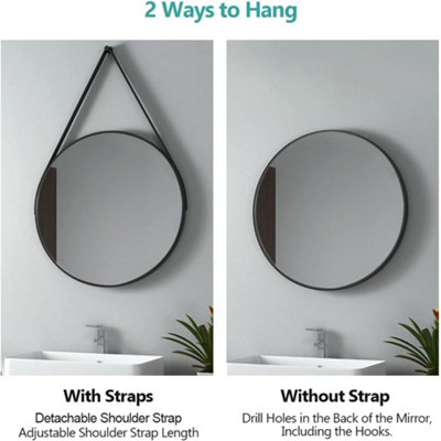EMKE Bathroom Circle Mirror Black Round Mirror Wall Vanity Mirror ...