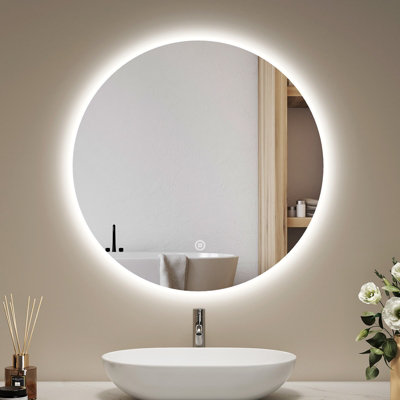 EMKE Bathroom Mirror with Led Lights 500mm Dimmable Illuminated Backlit ...