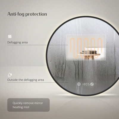 EMKE Bathroom Mirror with Led Lights, 600mm Illuminated Backlit Black ...