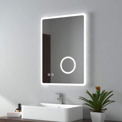 EMKE Bluetooth Bathroom Mirror 500 x 700mm LED Mirror with Touch Switch ...