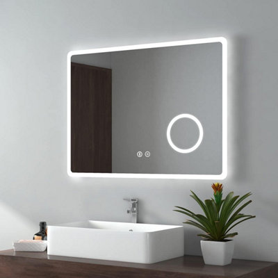 EMKE Bluetooth Bathroom Mirror 600 x 800mm LED Mirror with Touch Switch ...
