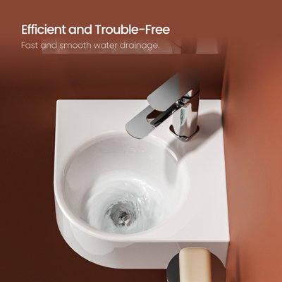 EMKE Ceramic Wash Basin for Small Cloakroom Bathroom, Corner Wash Basin ...
