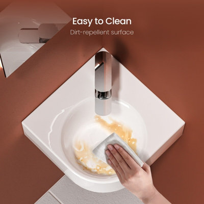 EMKE Ceramic Wash Basin for Small Cloakroom Bathroom, Corner Wash Basin ...