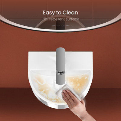 EMKE Ceramic Wash Basin for Small Cloakroom Bathroom, D shape Wash ...