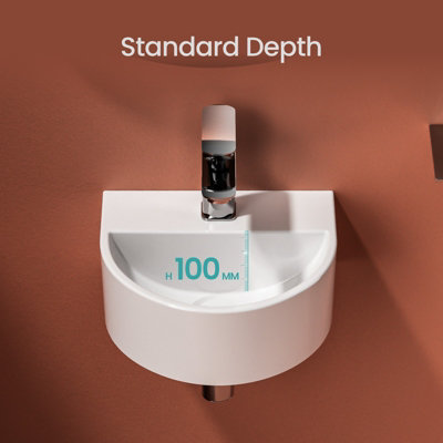 EMKE Ceramic Wash Basin for Small Cloakroom Bathroom, D shape Wash ...