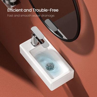 EMKE Ceramic Wash Basin for Small Cloakroom Bathroom, Rectangular Wash ...