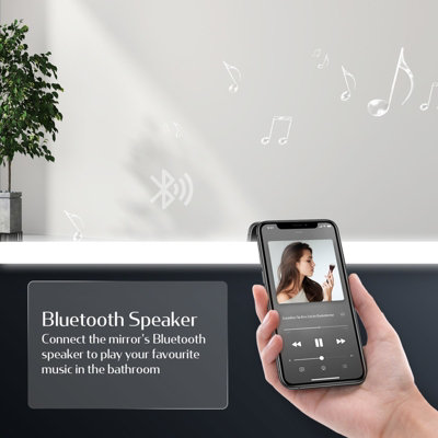 EMKE ILLUMINATED BLUETOOTH BATHROOM MIRROR WITH SHAVER SOCKET, WALL ...