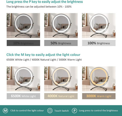 EMKE LED Hollywood Makeup Mirror Round 360 Rotation with Touch ...