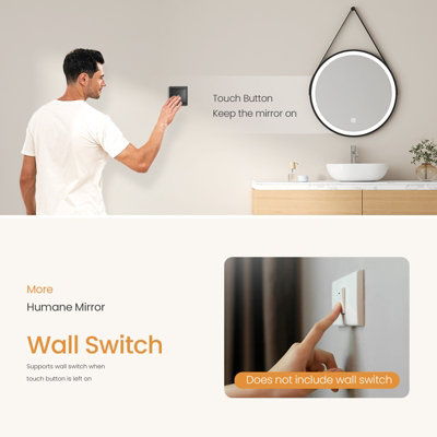 EMKE Round Bathroom LED Mirror Backlit Makeup Mirror with Touch ...