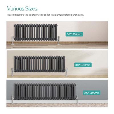 EMKE Traditional Anthracite Horizontal Cast Iron Radiator Double Column ...