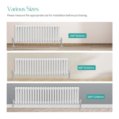 EMKE Traditional Cast Iron Style Radiator Anthracite Horizontal 2 ...