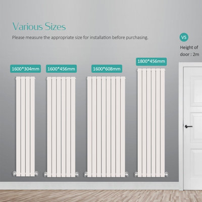 EMKE Vertical Radiator Single Flat Pane High Thermal White 160x60cm