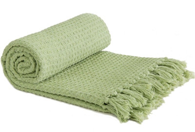 Emma Barclay Honeycomb Throw Over Blanket 70" X 100" Pistachio | DIY at B&Q