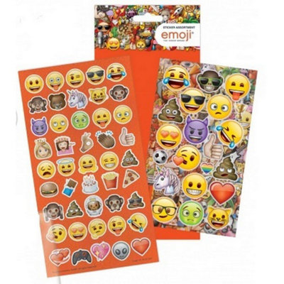 Emoji orted Designs Sticker Sheet (Pack of 2) Multicoloured (One Size)