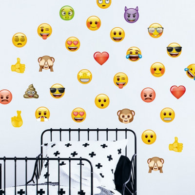 Emoji Wall Sticker Pack Children's Bedroom Nursery Playroom Décor Self ...