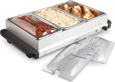 Emperial 3 Tray Food Buffet Warmer - 3x2.5L Food Server with Large Pans ...