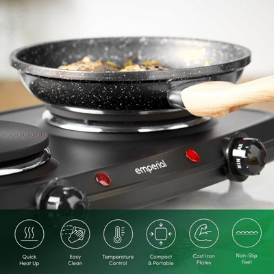 Emperial Double Hotplate, 2250W Portable Electric Hob with Dual Temperature Controls, Cooktop ...