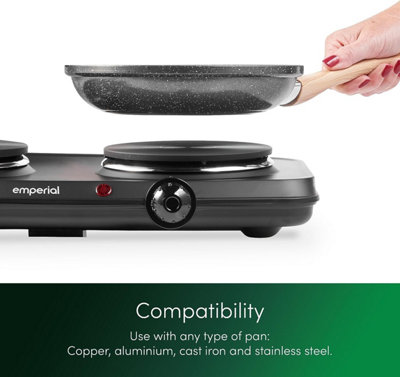 Emperial Double Hotplate, 2250W Portable Electric Hob with Dual ...