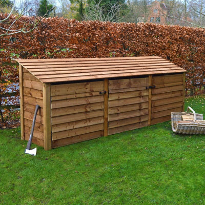 Empingham 4ft Log Store with Doors and Kindling Shelf - L80 x W340 x ...