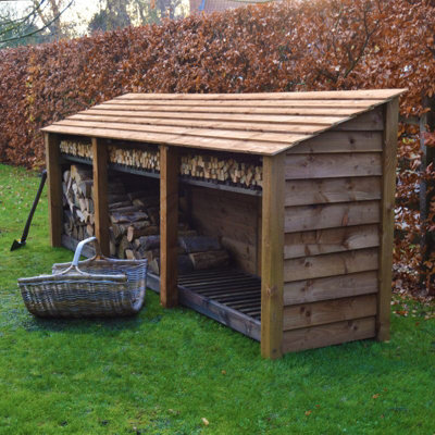 Empingham 4ft Log Store with Kindling Shelf - L80 x W340 x H128 cm ...