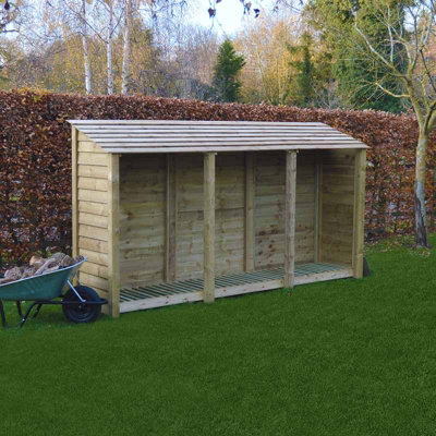 Empingham 6ft Log Store - L80 x W340 x H181 cm - Light Green