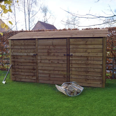 Empingham 6ft Log Store with Doors - L80 x W340 x H181 cm - Rustic Brown