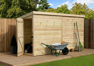 Empire 2000 Pent 10X4 pressure treated tongue and groove wooden garden ...