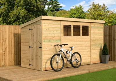 Empire 2500 Pent 10X4 pressure treated tongue and groove wooden garden ...