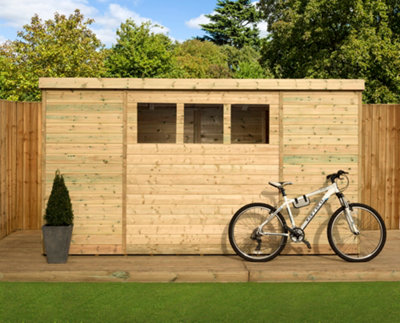 Empire 2500 Pent 10X4 pressure treated tongue and groove wooden garden ...