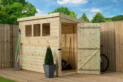 Empire 2500 Pent 8X6 pressure treated tongue and groove wooden garden ...