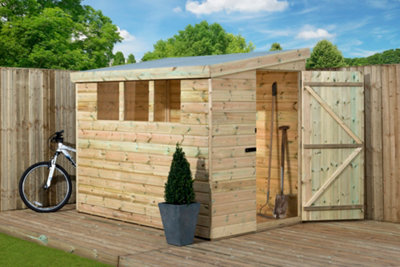 Empire 3000 Pent 10x4 pressure treated tongue and groove wooden garden ...