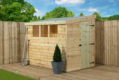 Empire 3000 Pent 10x4 pressure treated tongue and groove wooden garden ...