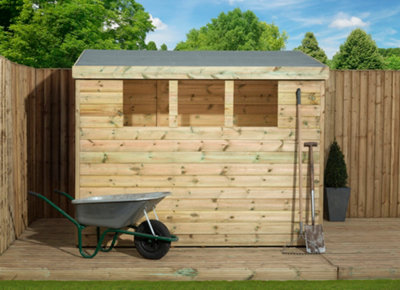 Empire 3000 Pent 10x4 pressure treated tongue and groove wooden garden ...