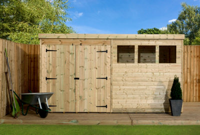 Empire 4000 Pent 12x6 double door left windows