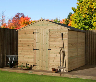 Empire 9000 Premier Apex Shed 8x9 pressure treated tongue and groove ...