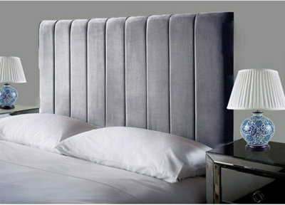 EMPIRE BEDS PORTLAND 24" HEIGHT HEADBOARD IN GREY PLUSH VELVET FABRIC FOR KING SIZE BED