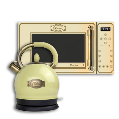 Empire Freestanding 800W Microwave Oven and Kettle Bundle (Ivory)