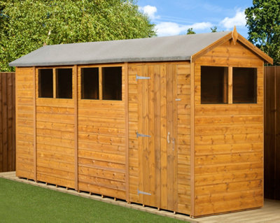 Empire Modular Apex 4x14 dipped treated tongue and groove wooden garden ...