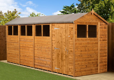 Empire Modular Apex 6x16 dipped treated tongue and groove wooden garden ...