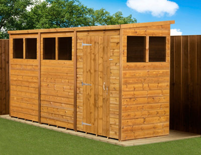 Empire Modular Pent 12x4 dipped treated tongue and groove wooden garden ...