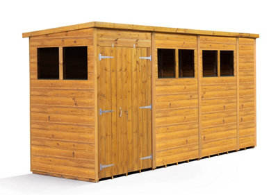 Empire Modular Pent 14x4 dipped treated tongue and groove wooden garden ...